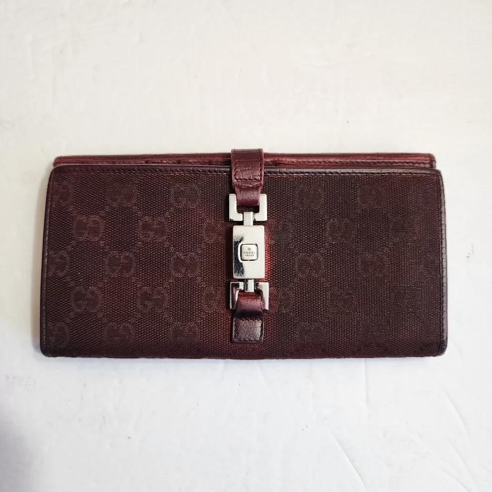 Authentic Gucci Jackie Canvas Custom Dye Long Bifold … - Gem